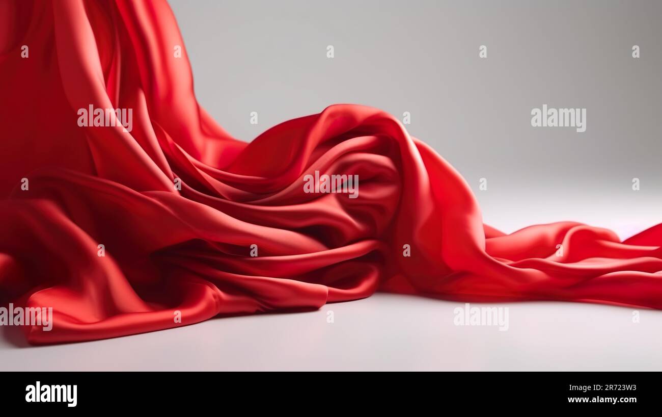 A luxurious red silk fabric with an incredibly soft and smooth texture ...