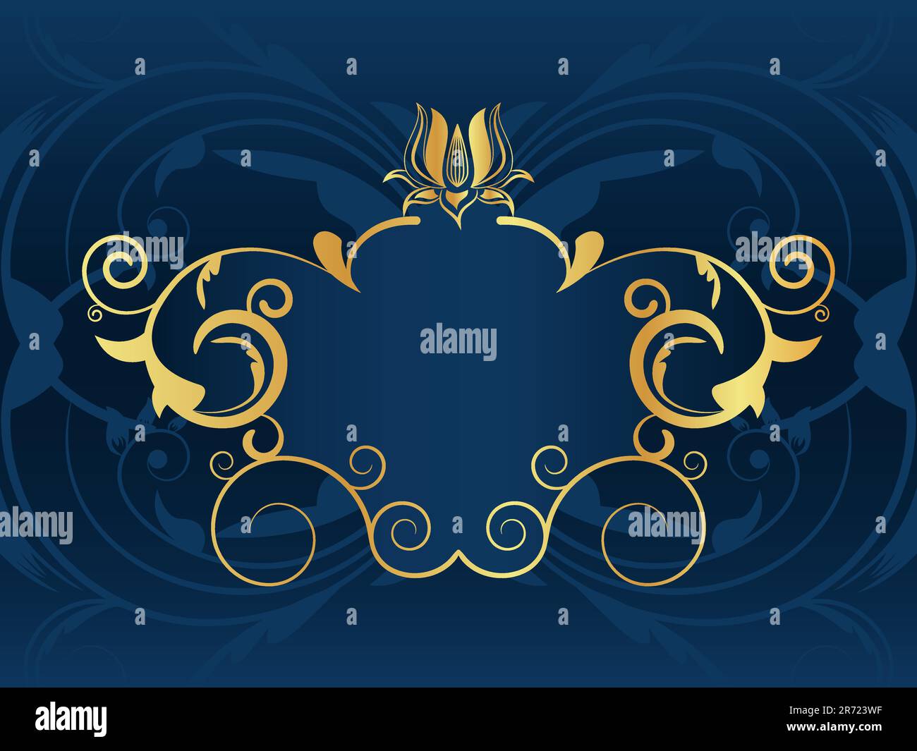 Vector picture of gold vintage frame on dark blue background Stock ...