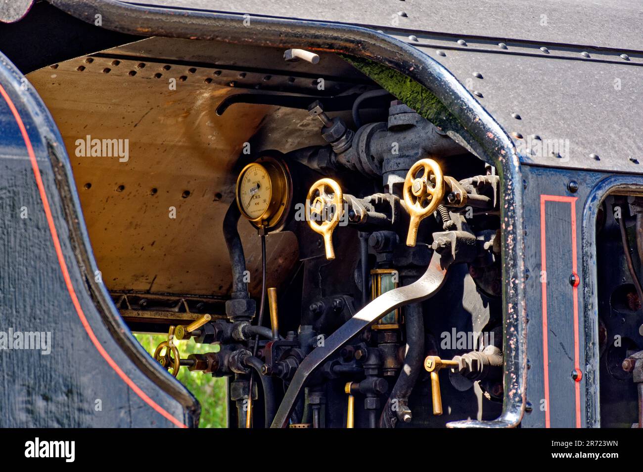 Strathspey Steam Railway Scotland the cab interior levers and gauges of ...