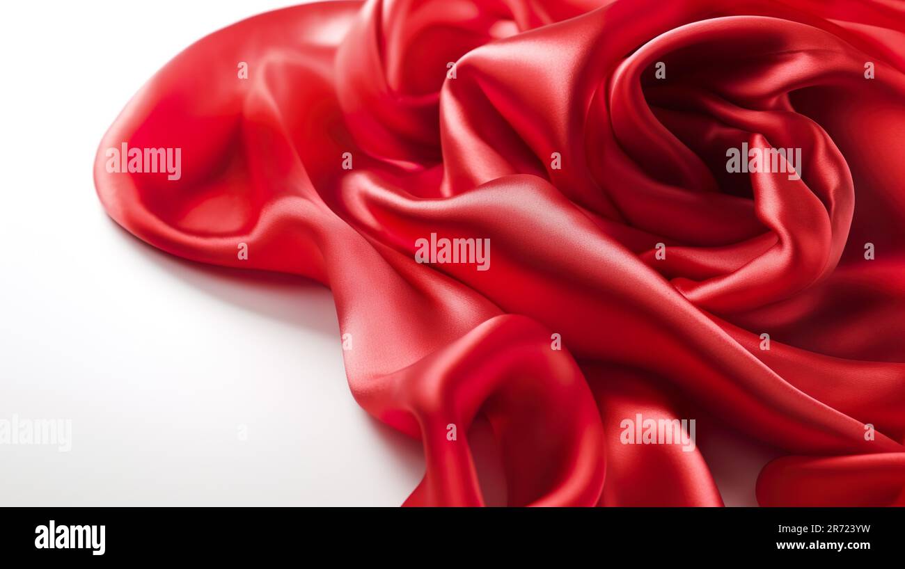 A luxurious red silk fabric with an incredibly soft and smooth texture ...