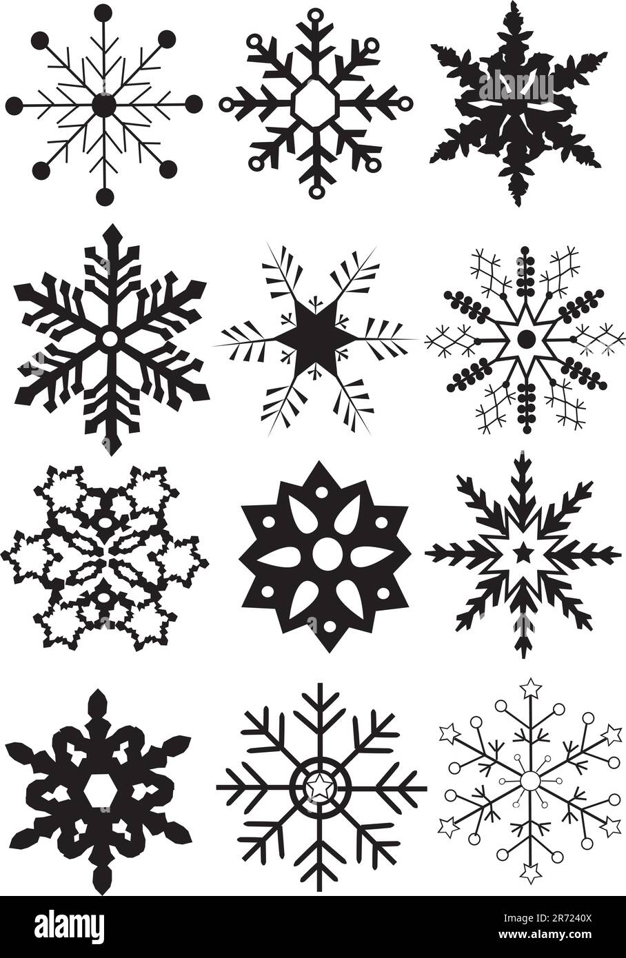 vector illustration of black snowflakes Stock Vector Image & Art - Alamy