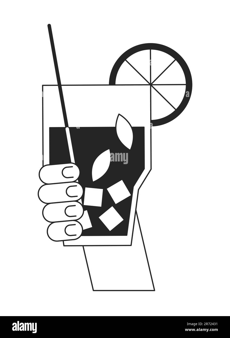 Summer refreshment bw vector spot illustration Stock Vector Image & Art ...