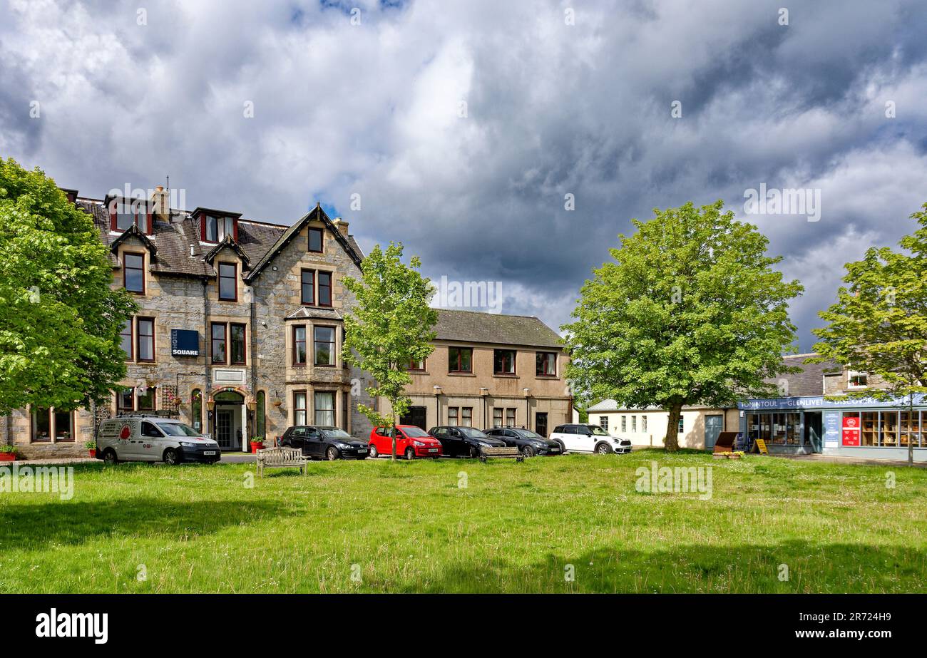 Tomintoul Moray Scotland the village in early summer the Square a hotel ...