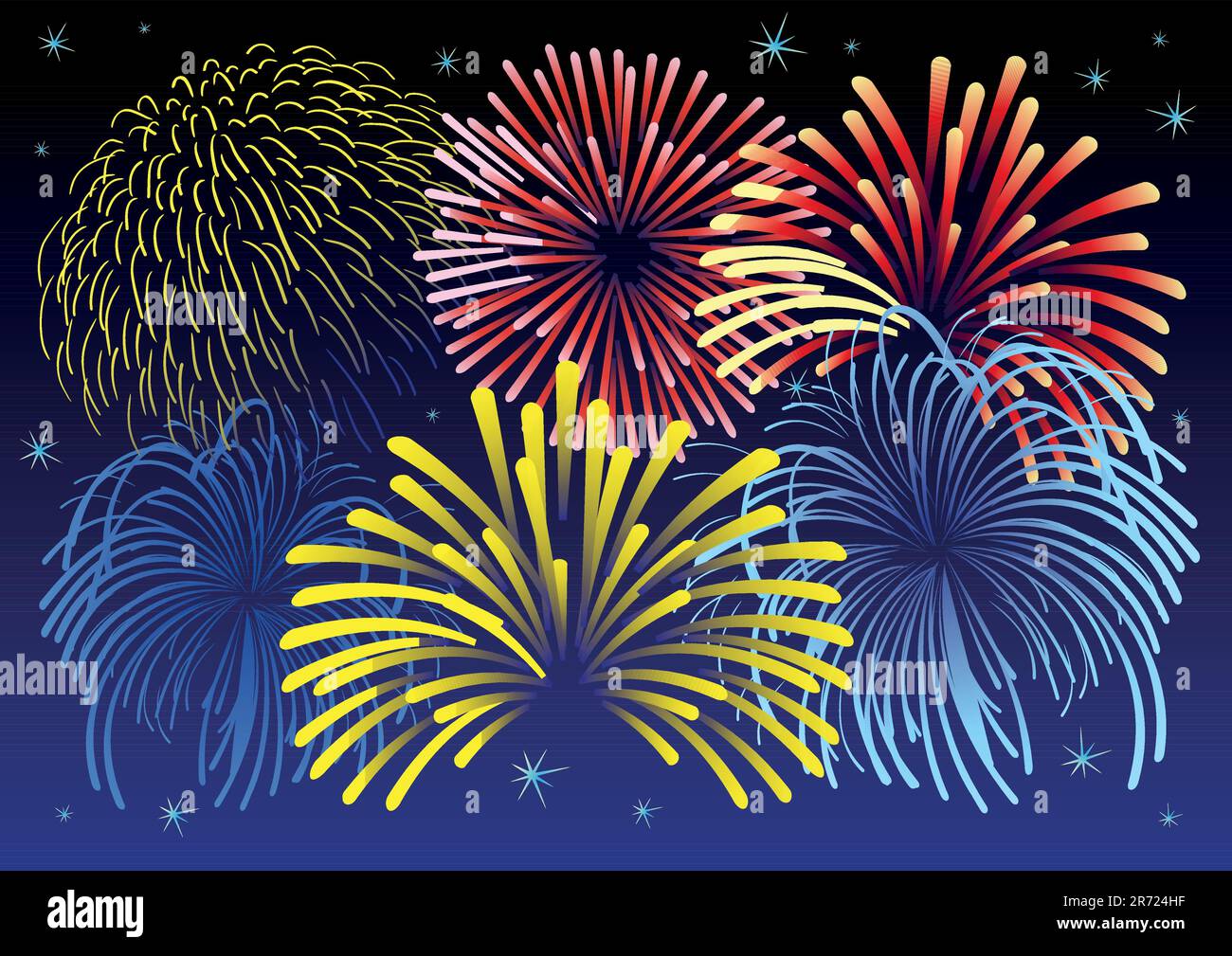 Vector illustration of firework and stars. All vector objects are ...
