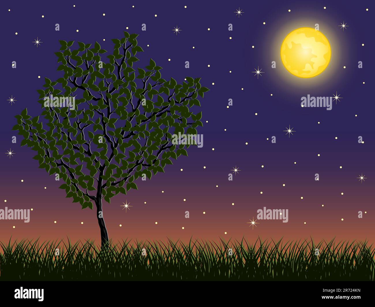 Night background with a tree. Vector illustration Stock Vector Image ...
