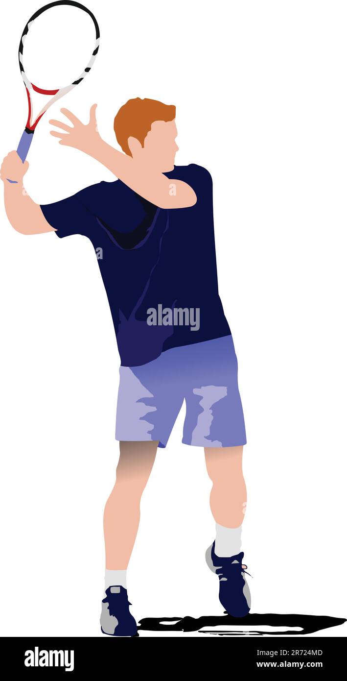 Tennis player poster. Colored Vector illustration for designers Stock ...