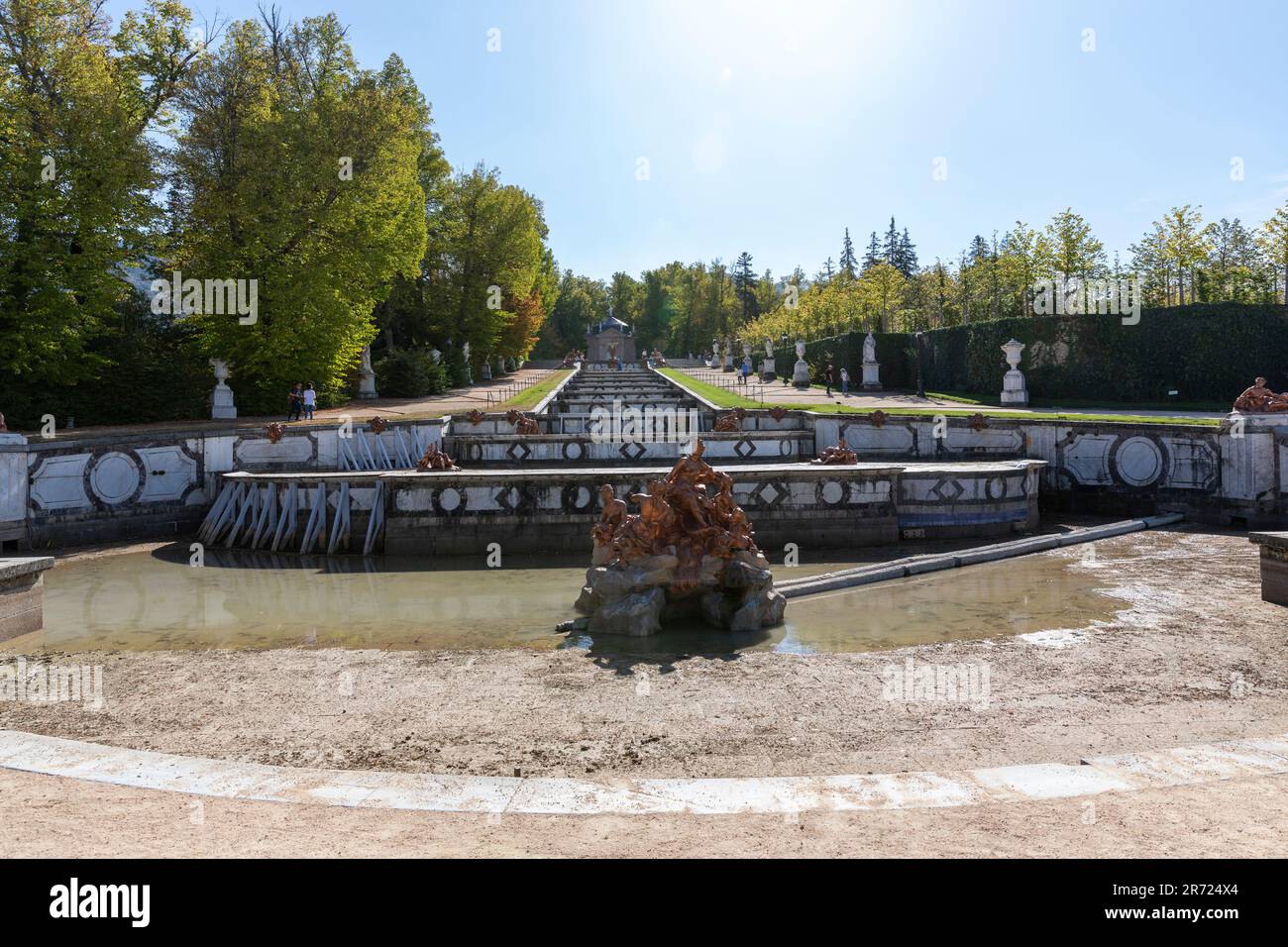 Turn off fountain of the new waterfall in the gardens of the Royal ...