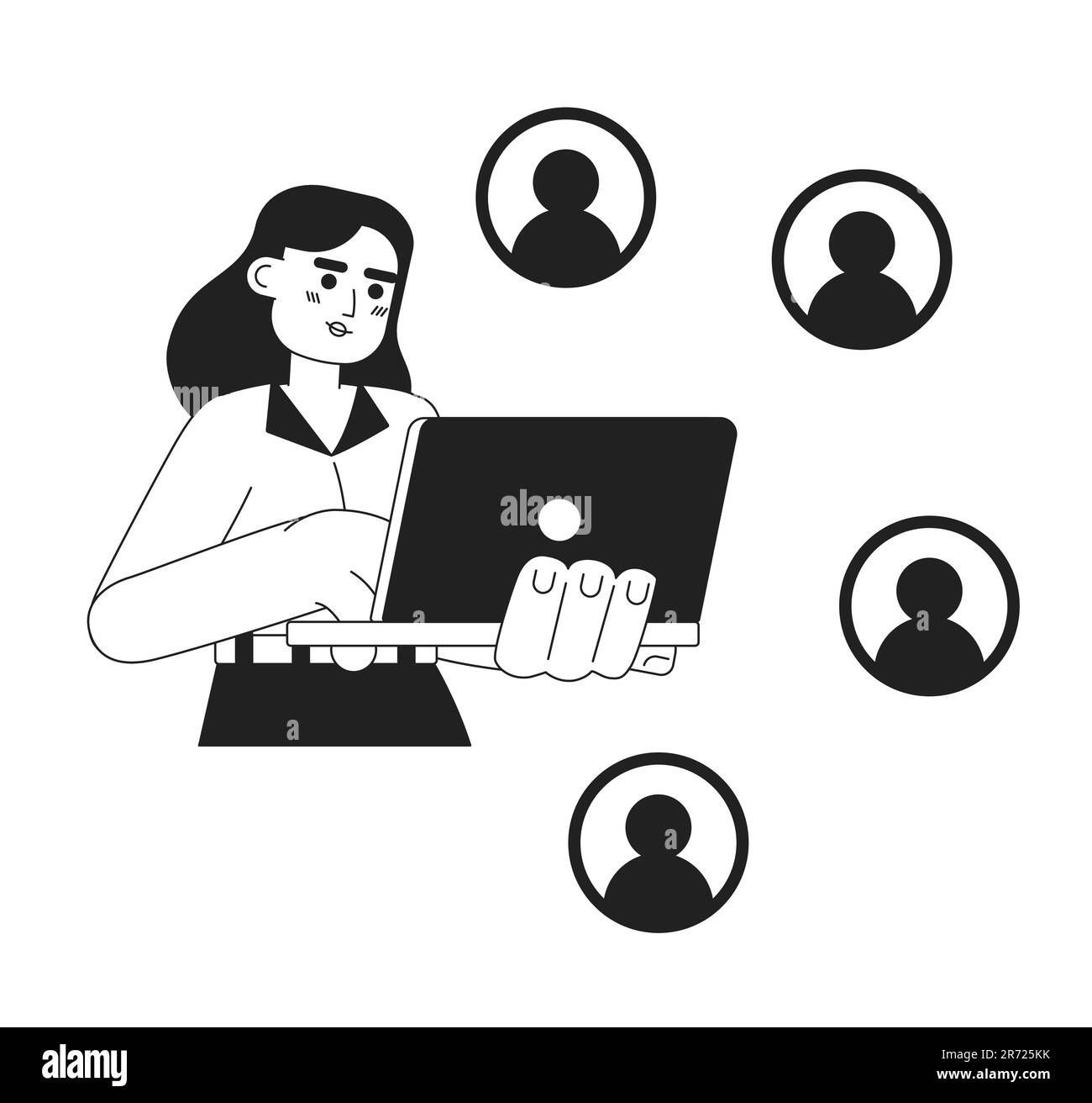 Communicating virtually with clients monochrome concept vector spot ... Communicating virtually with clients monochrome concept vector spot ...