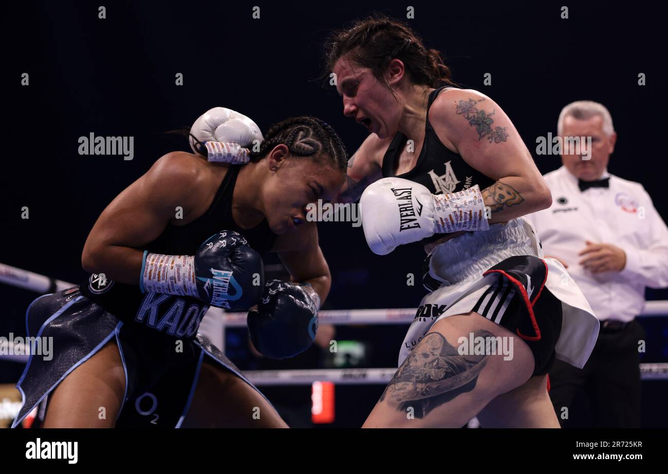 Martina Bernile (left) hits out at Shannon Ryan during the ...