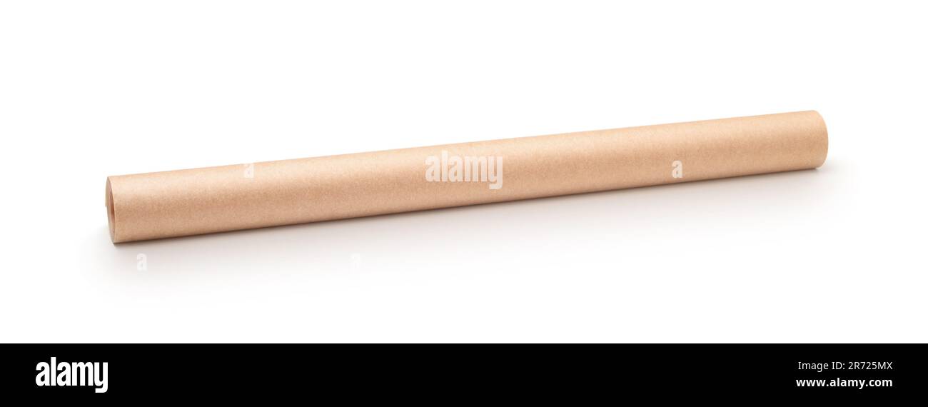 New roll of parchment paper isolated on white Stock Photo - Alamy