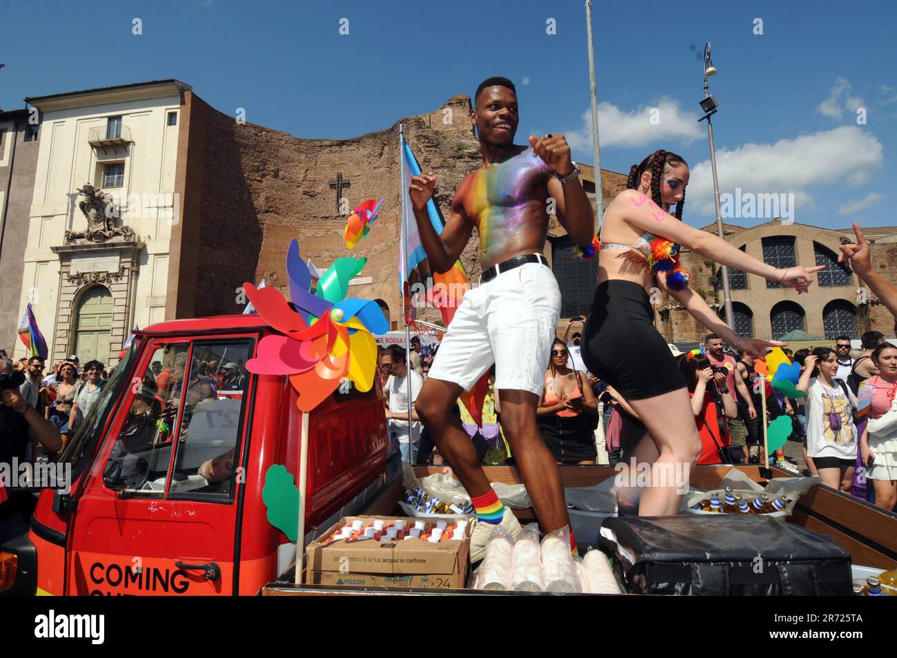 Italy, Rome, June 10, 2023 : People march during the gay pride parade ...
