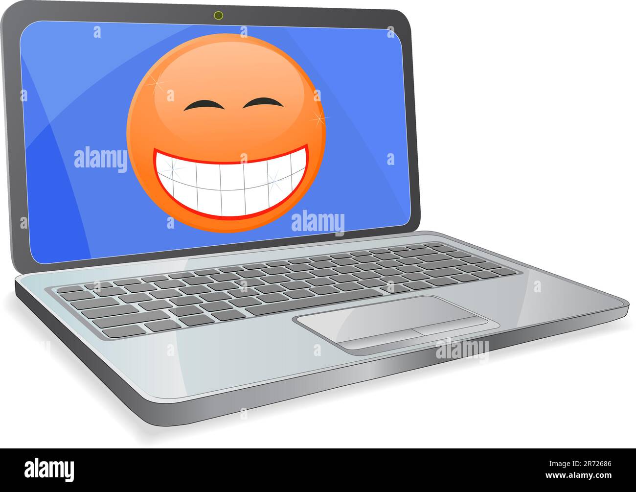 laptop and smile on screen isolated on white background Stock Vector ...
