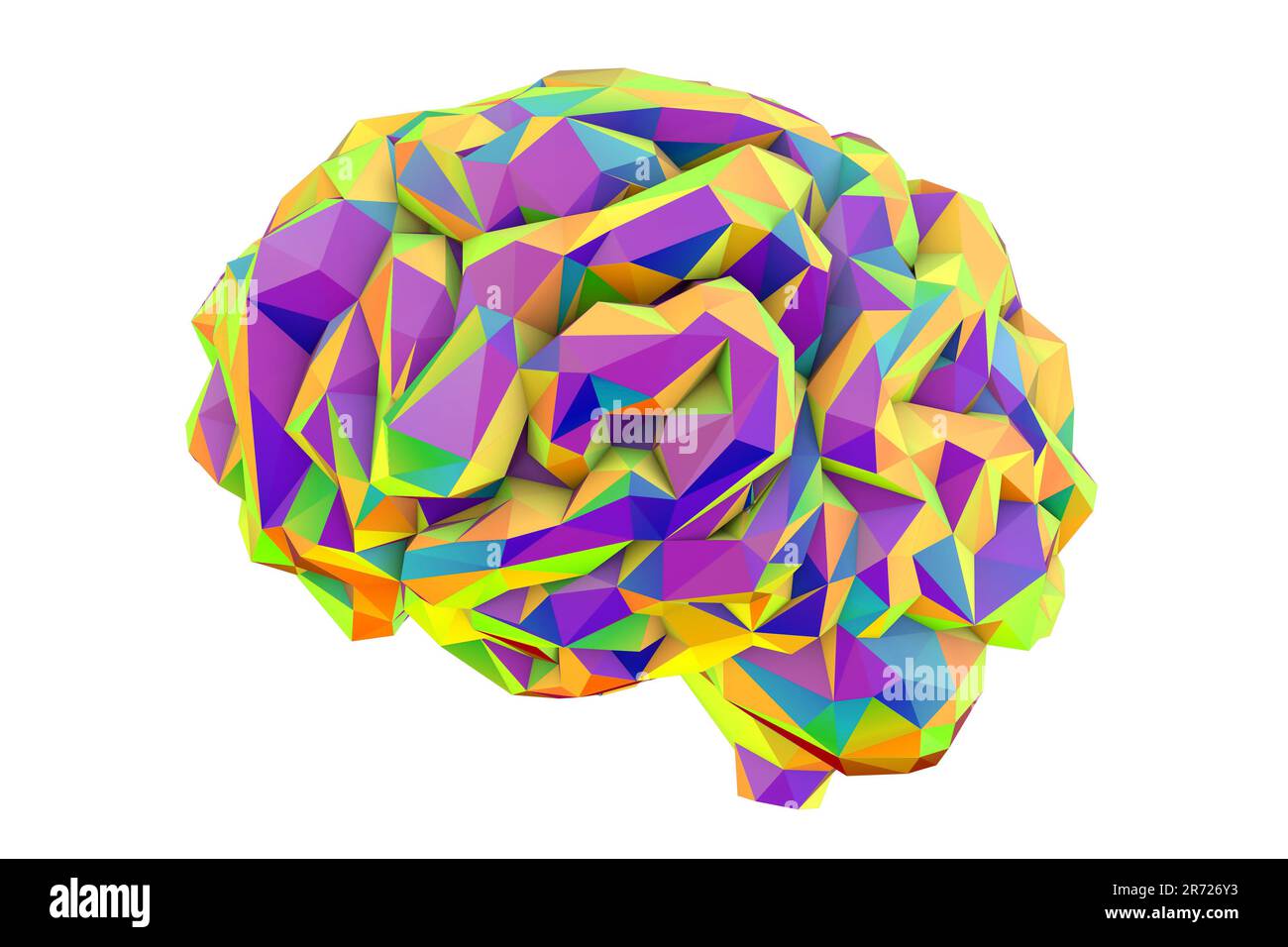 Human brain, low-polygonal computer illustration Stock Photo - Alamy