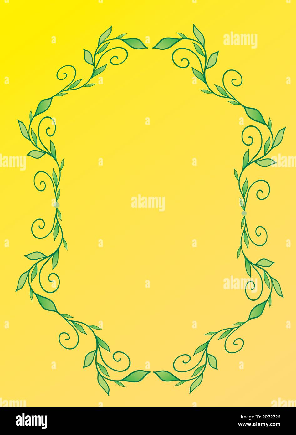 Yellow background, plant frame for text, vector Stock Vector Image ...