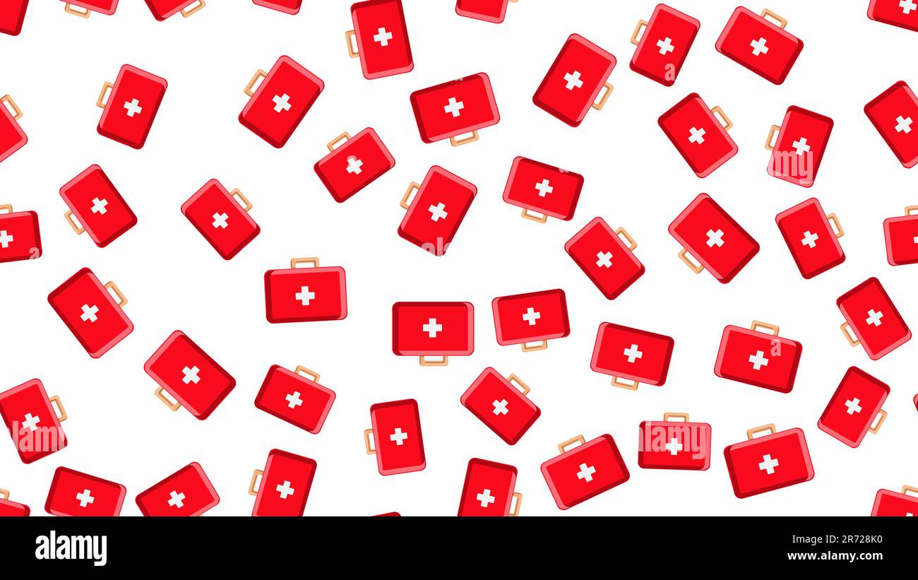 Seamless pattern texture of red medical pharmaceptic first aid kits ...