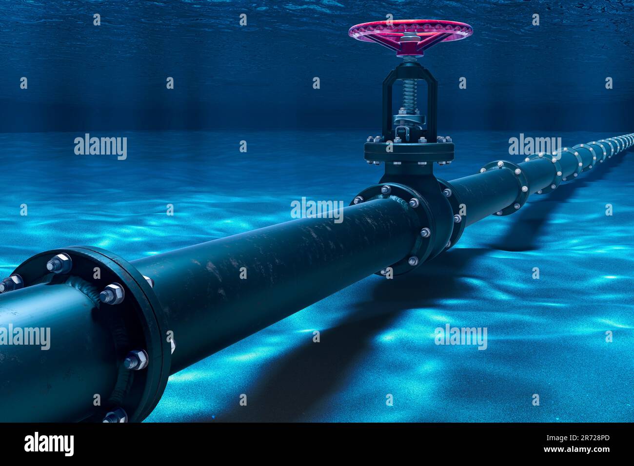 Pipeline lying on ocean bottom underwater, 3D rendering Stock Photo - Alamy