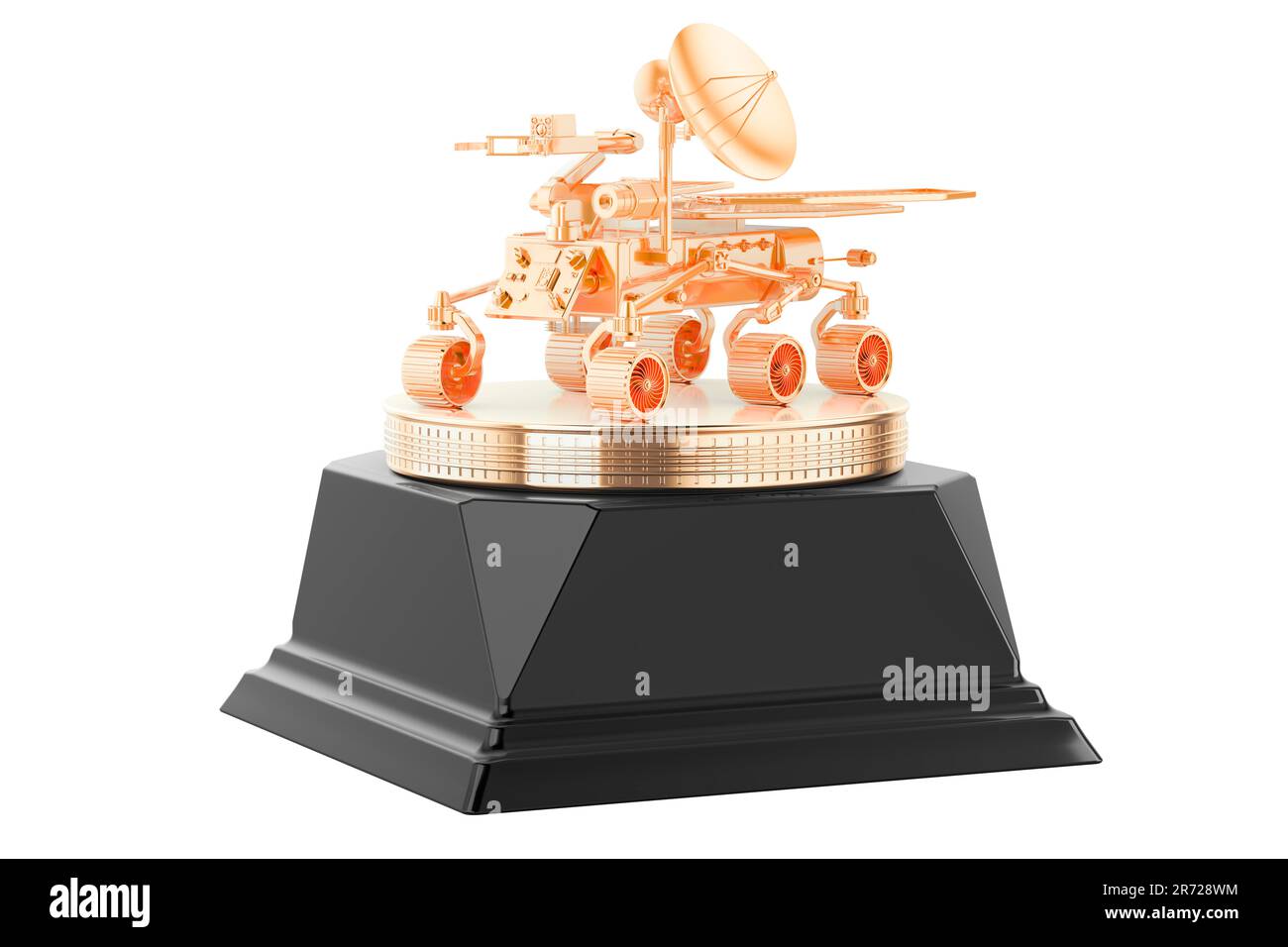 Planetary rover golden award concept, 3D rendering isolated on white ...