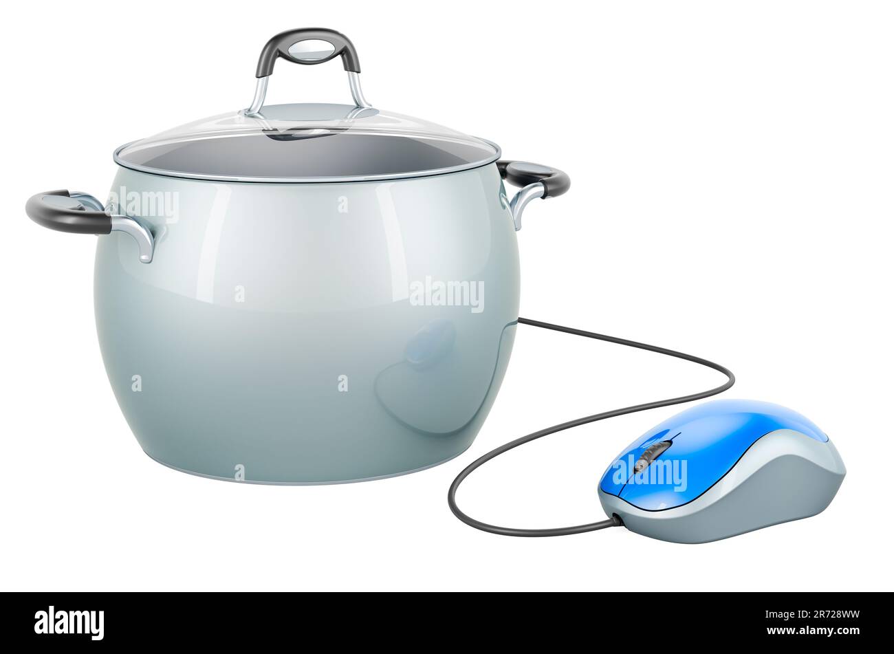 Saucepan with computer mouse. 3D rendering isolated on white background Stock Photo - Alamy