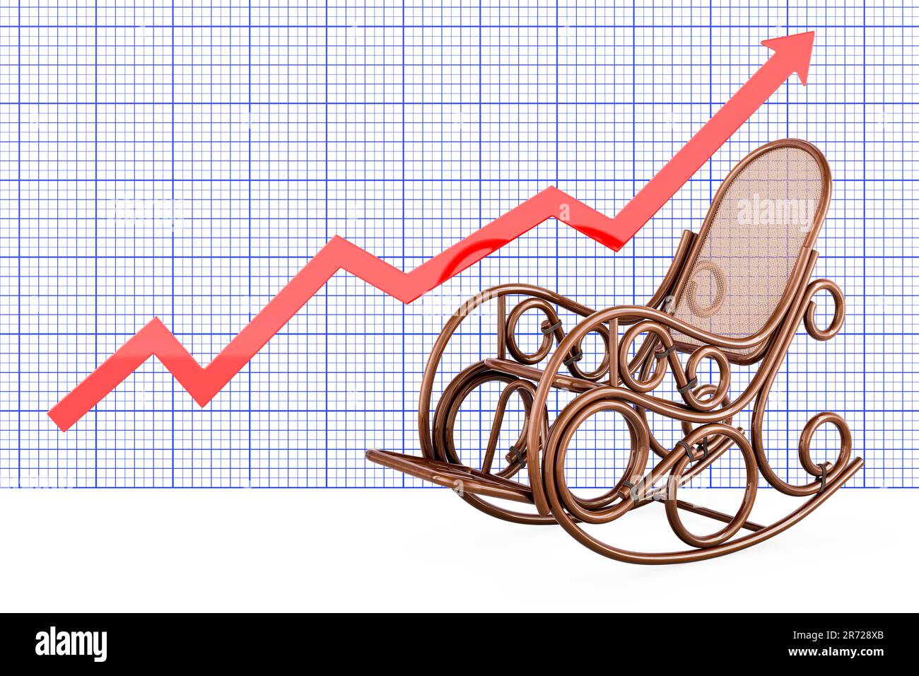 Rocking chair with growing chart, 3D rendering Stock Photo - Alamy