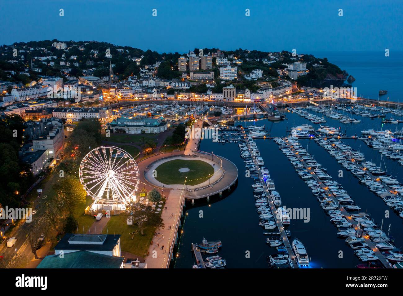 Torquay, Devon, United Kingdom.The English Riviera Wheel shines bright ...