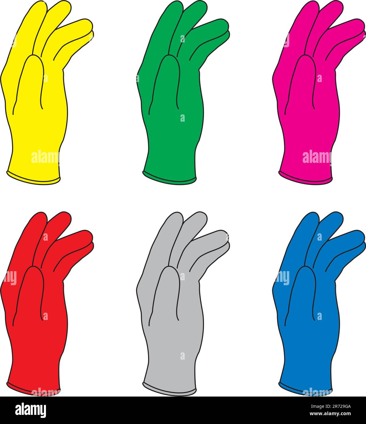 Six vector illustration of colors rubber gloves Stock Vector Image ...