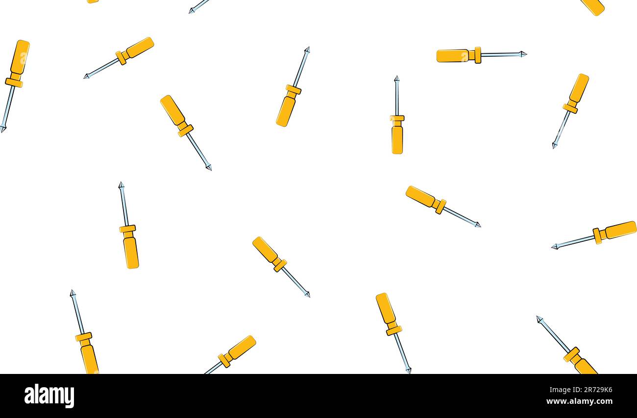 Texture, seamless abstract pattern of metal construction plastic yellow screwdrivers for repair ...