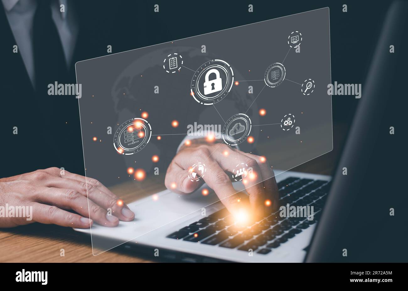 Hacker typing on futuristic computer hi-res stock photography and images - Alamy