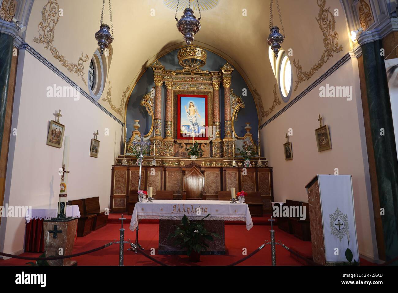 Interior of the Ieros Naos Agiou Ioannou tou Baptistou or also Holy Church of John the Baptist ...