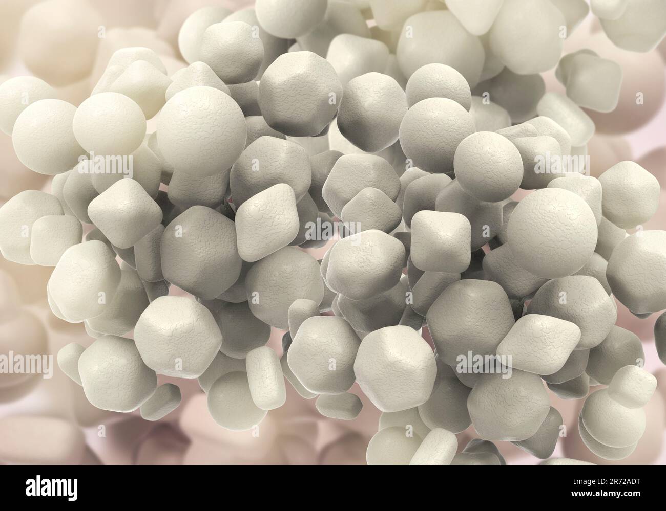 Zinc oxide (ZbO) nanoparticles, computer illustration. ZnO ...