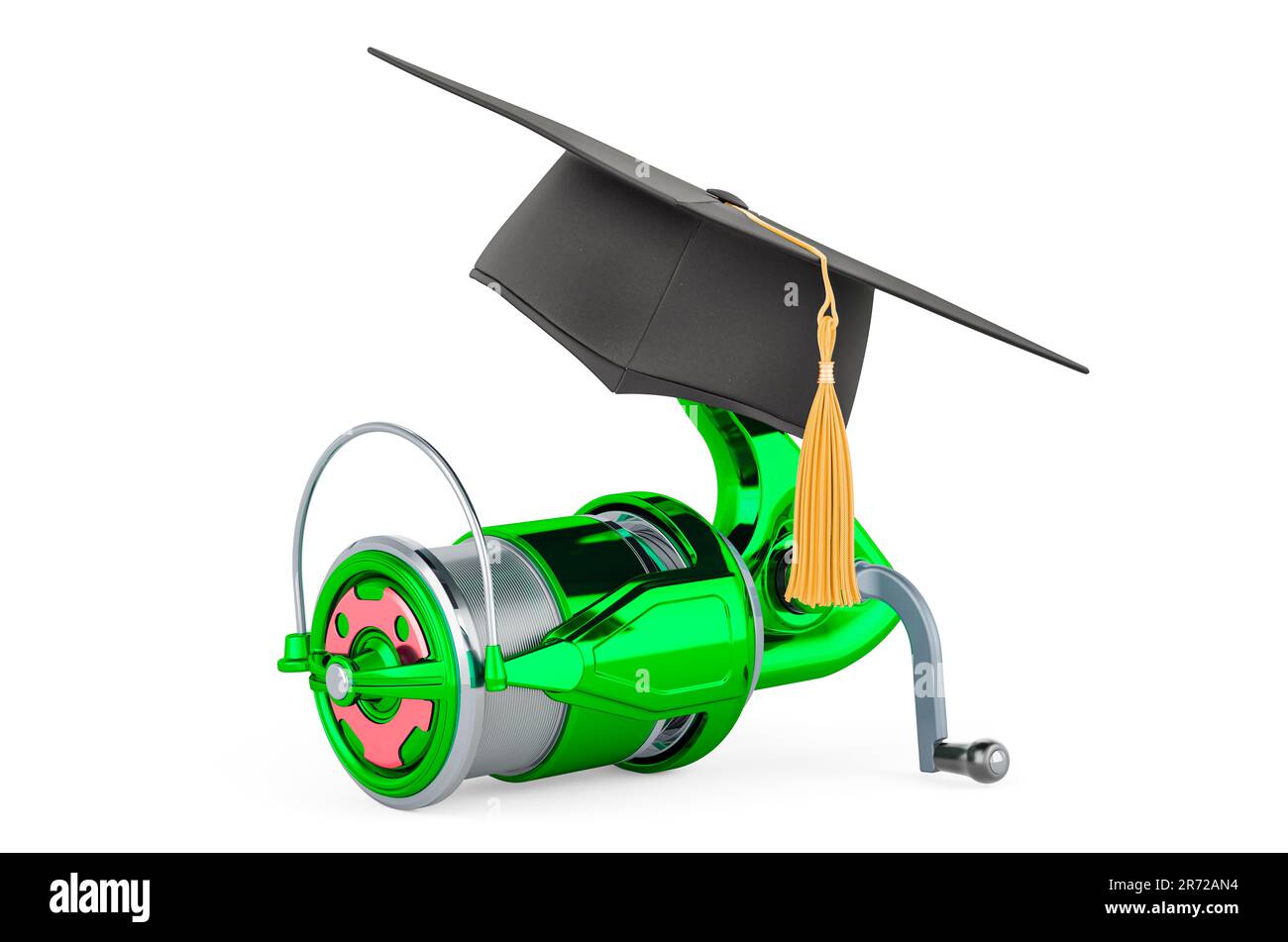 Spinning reel with graduation hat. 3D rendering isolated on white ...
