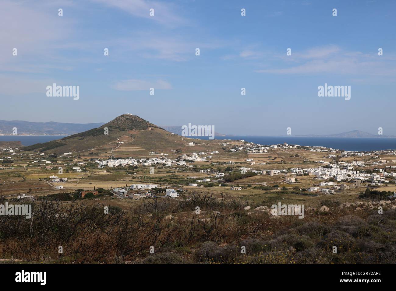 View of the landscape from Analipsi, Naousa on the Cyclades island of ...