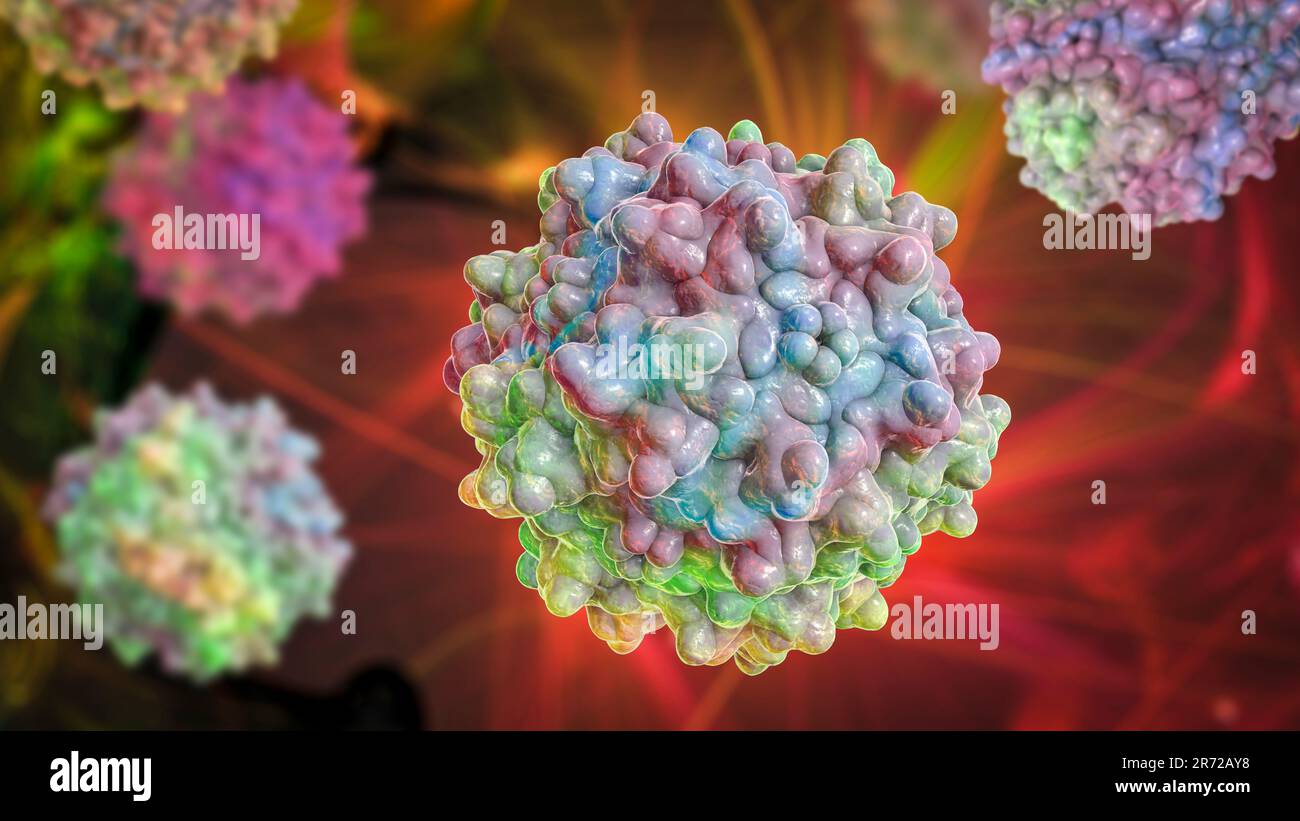 Adeno Associated Virus Wrapped Around By A Circular Dna Strand Computer Artwork Adeno