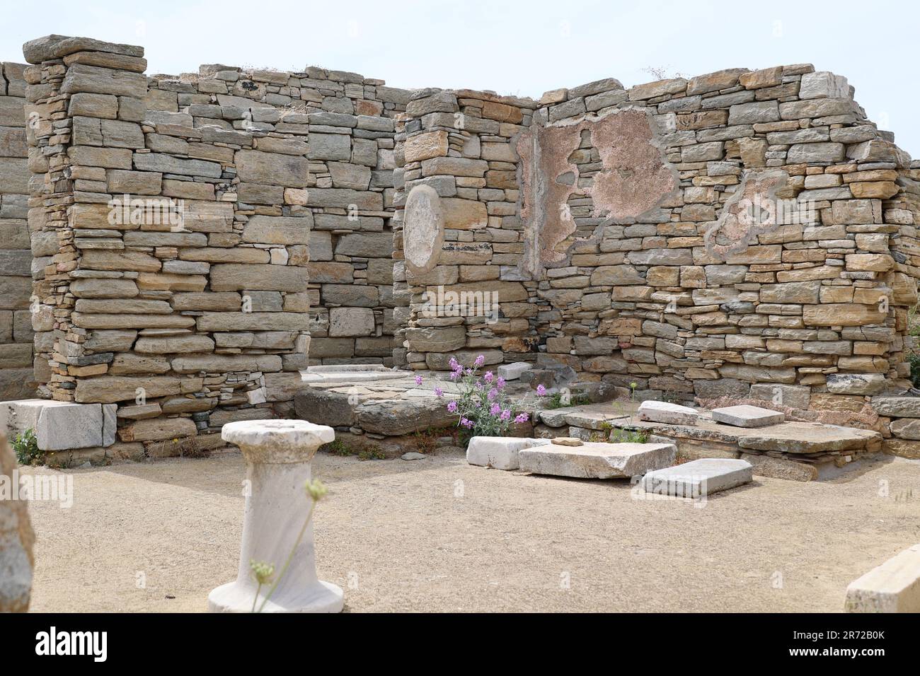 Ruins on the Cyclades island of Delos-Greece Stock Photo - Alamy