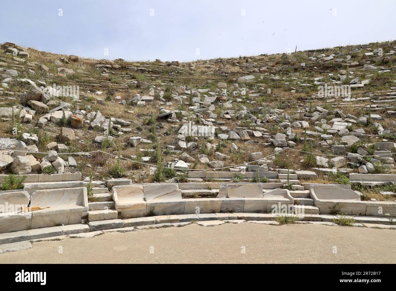 Ancient amphitheater on the Cyclades Island of Delos Greece Stock Photo ...