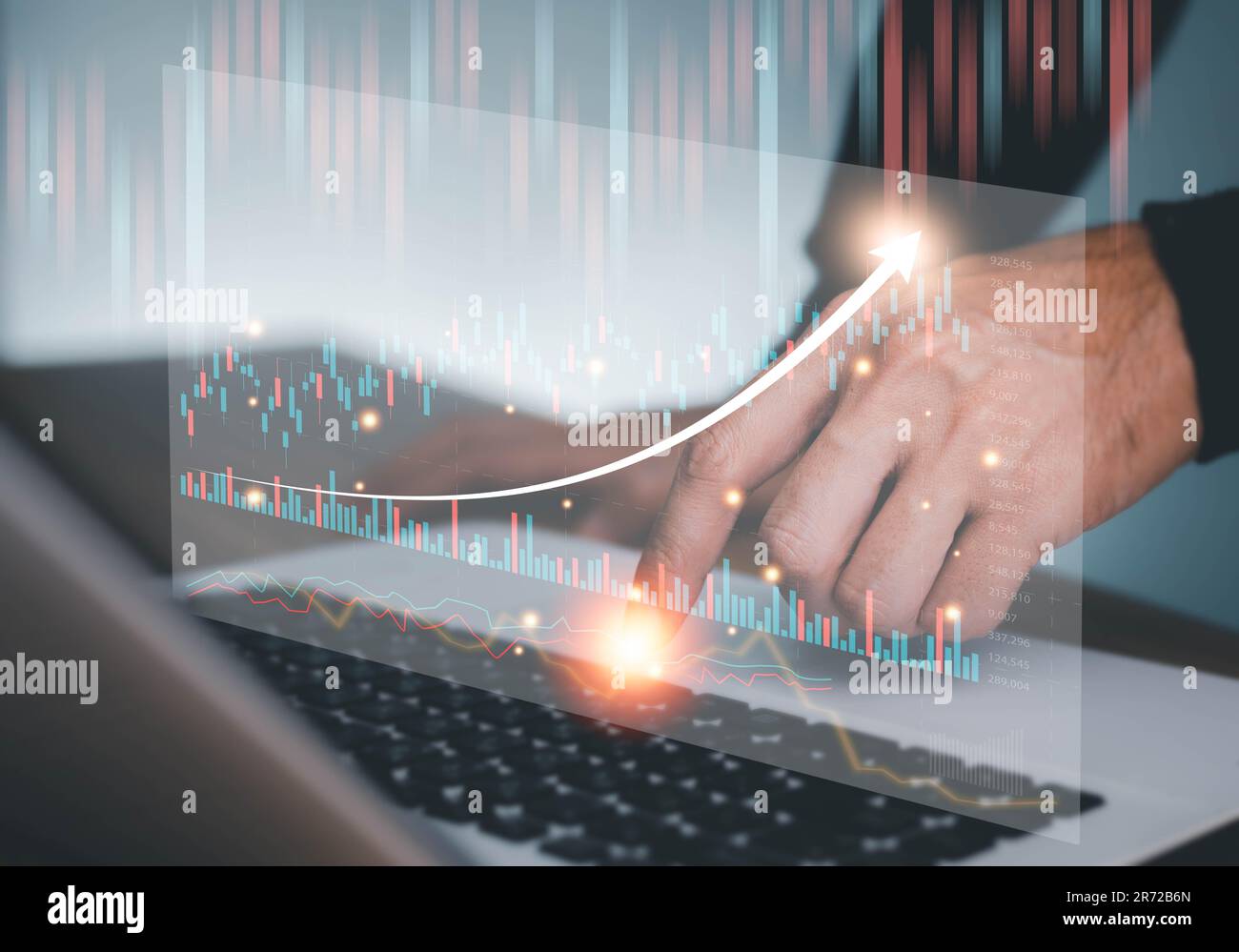 Stock market trading. Business man discussing and analysis graph stock ...