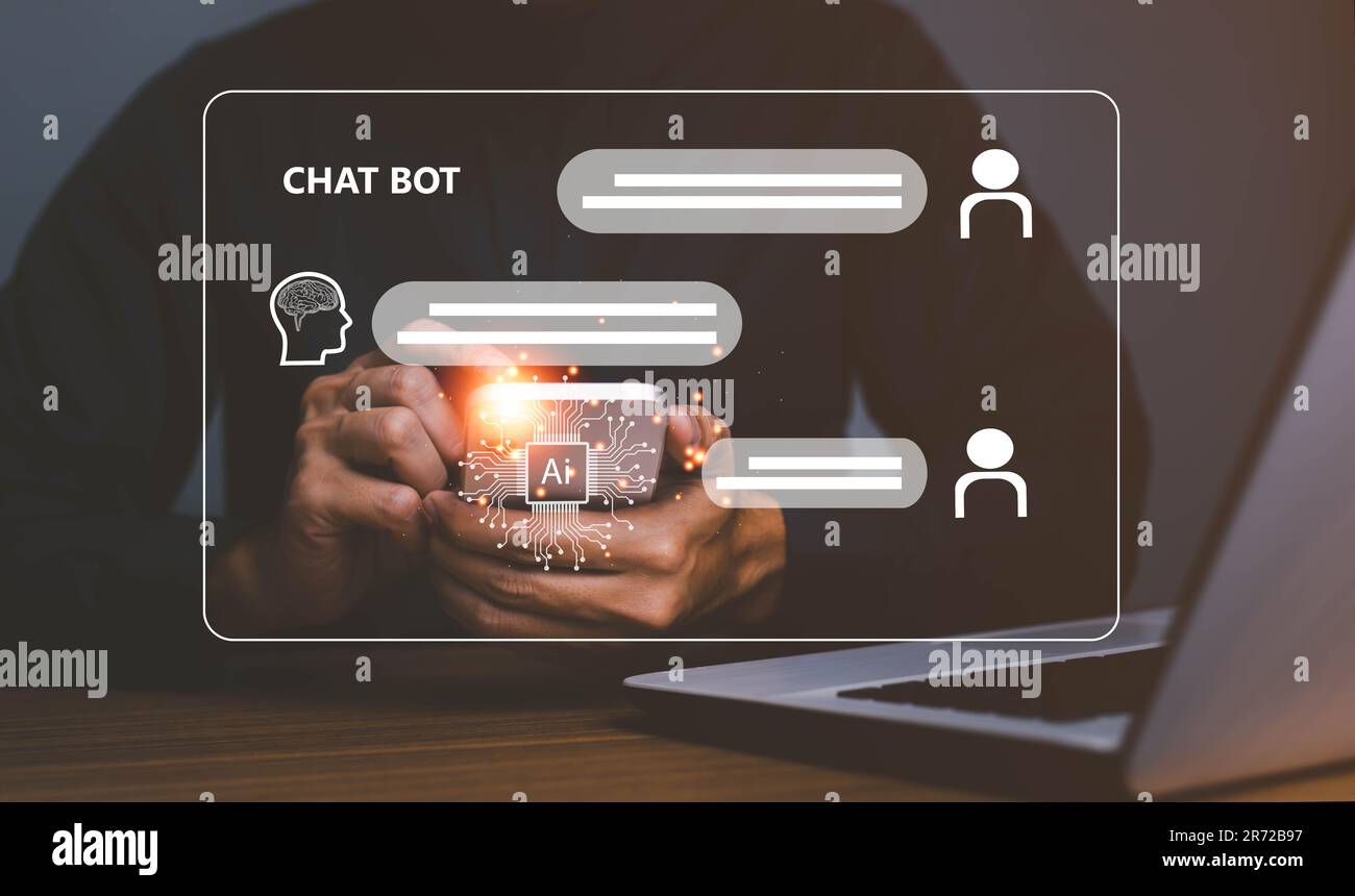 Chat with AI, Artificial Intelligence. man using technology smart robot AI, artificial ...
