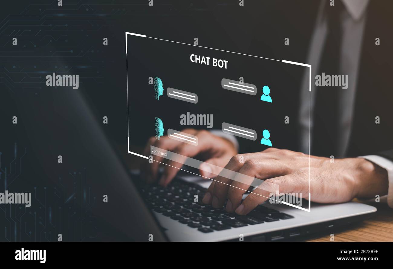 Chat with AI, Artificial Intelligence. man using technology smart robot AI, artificial ...