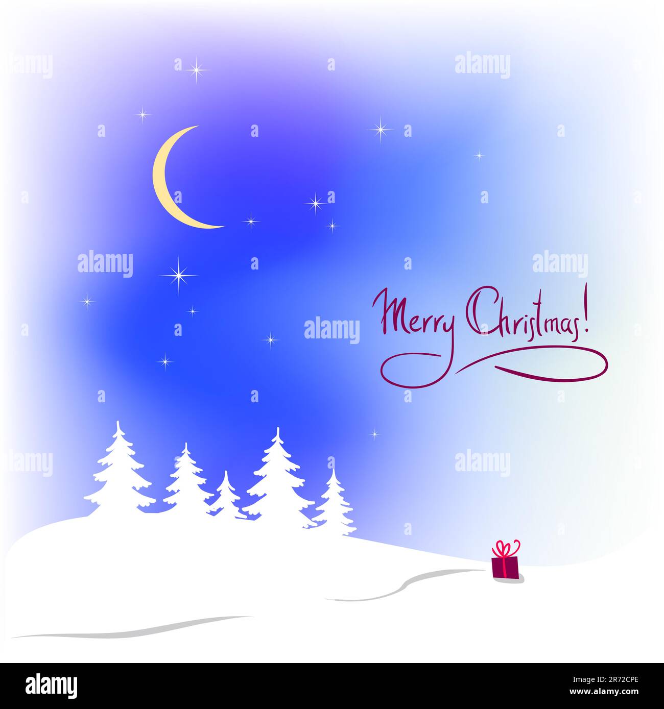 Vector christmas background with color gift and winter tree Stock ...