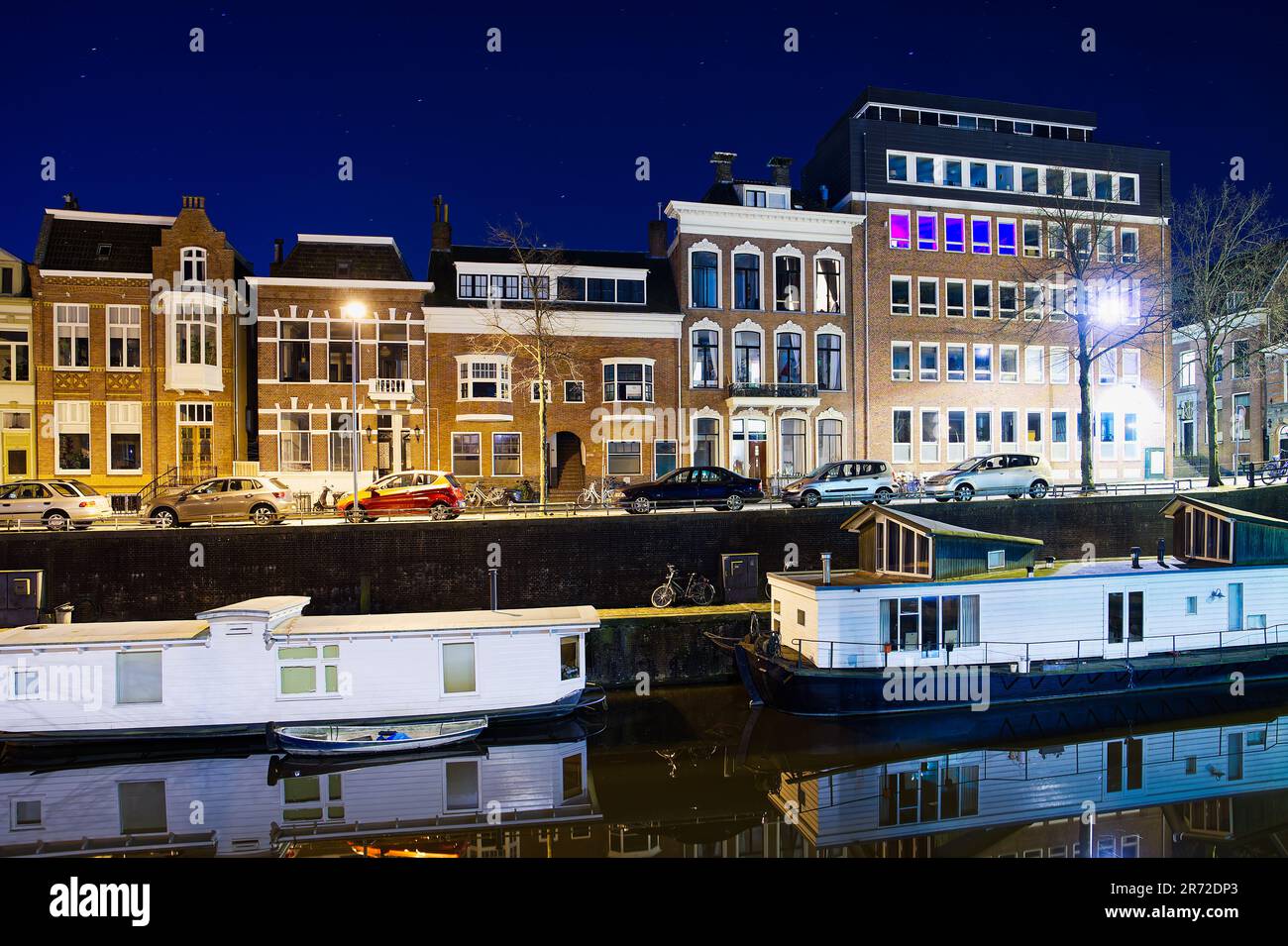 Groningen, Netherlands night Cityscape photographed at night. Groningen during a clear evening ...