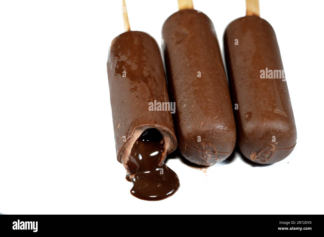 chocolate ice cream stick coated and covered with a layer of dark ...