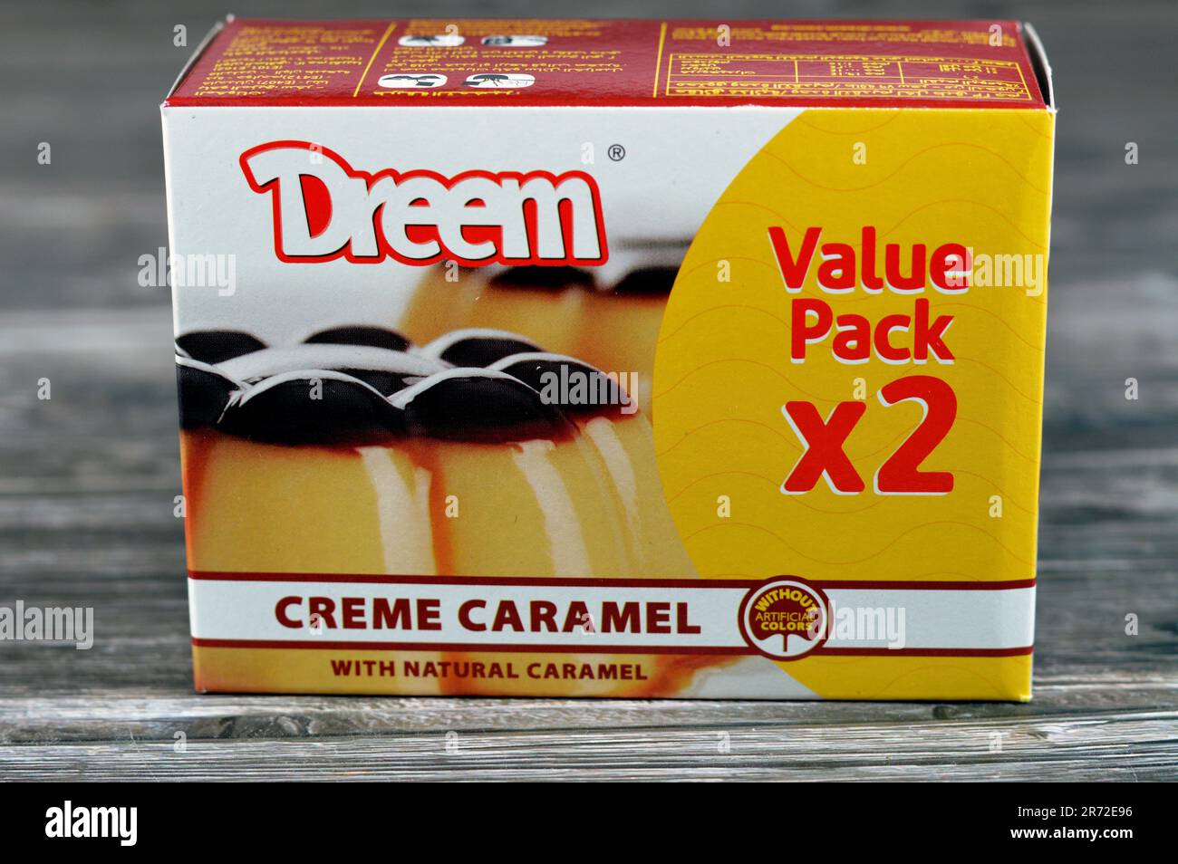 Cairo, Egypt, June 6 2023: Dreem Creme caramel, flan, caramel pudding ...