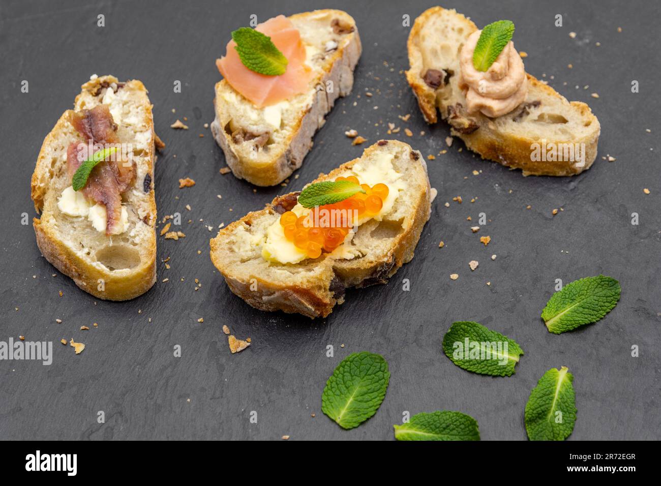 Roe on toasted bread hi-res stock photography and images - Alamy