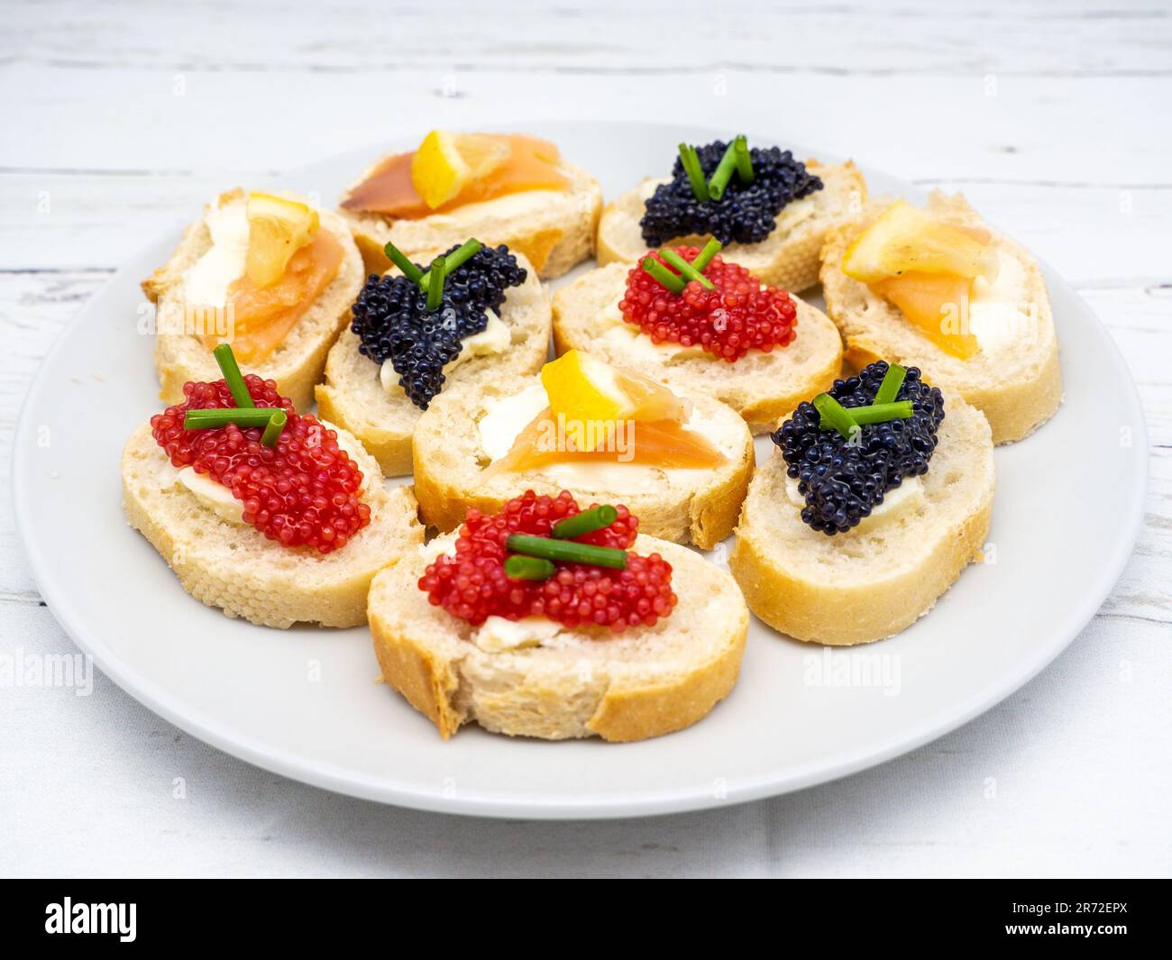 plate with assorted fish roe starters Stock Photo - Alamy