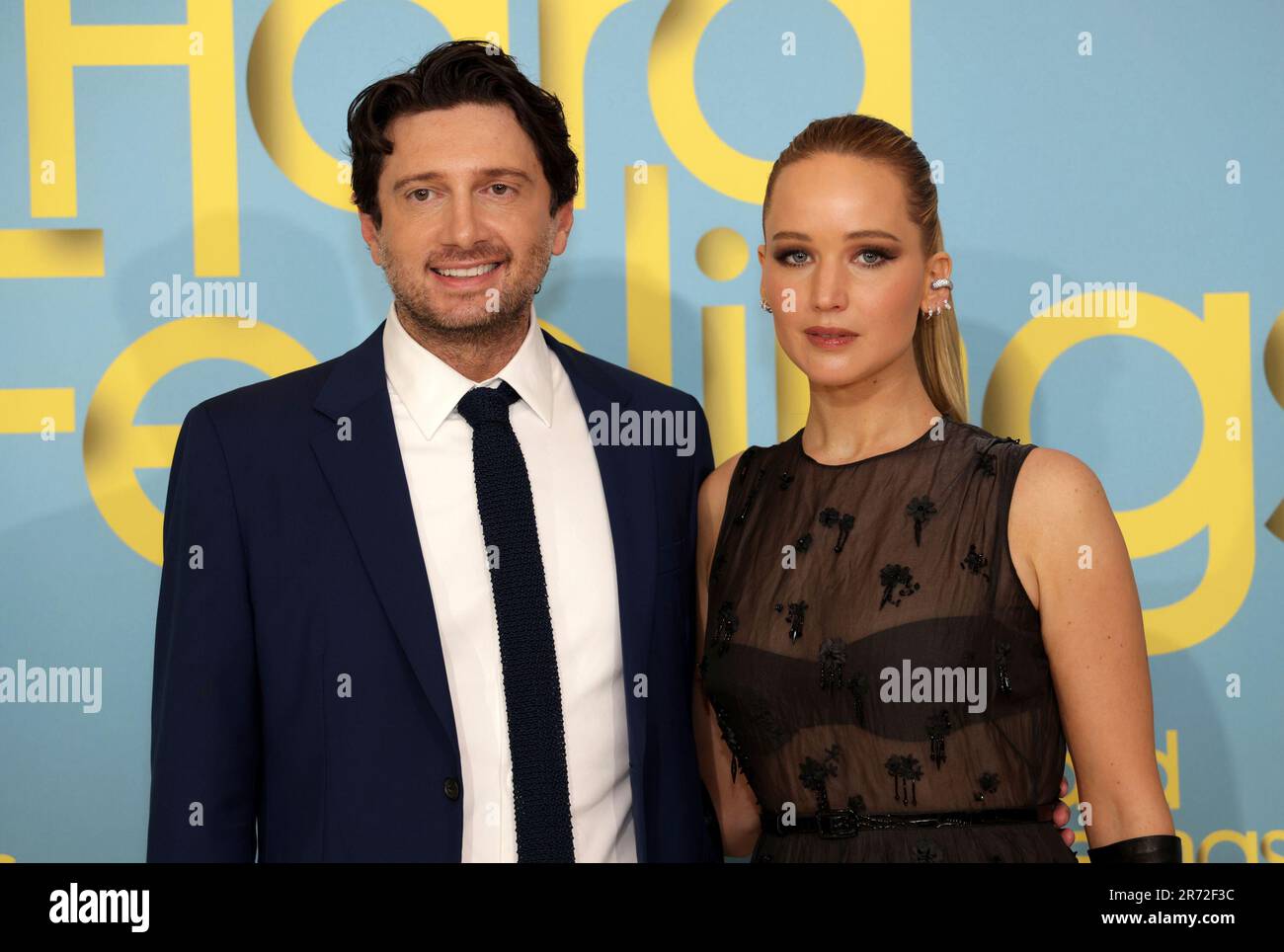 Writer/director Gene Stupnitsky, left, and Jennifer Lawrence pose for ...