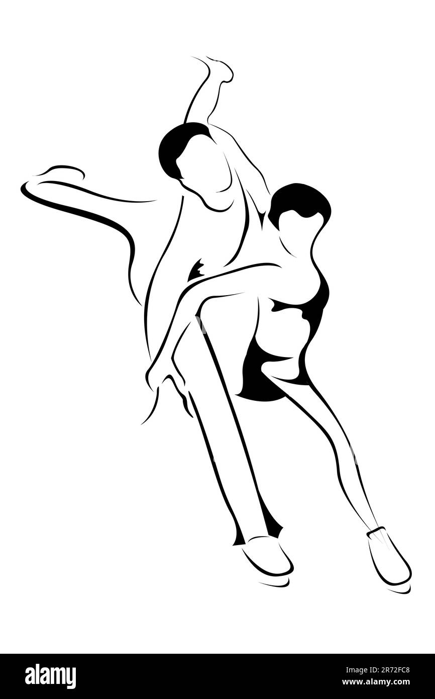 illustration of line art skating couple Stock Vector Image & Art - Alamy