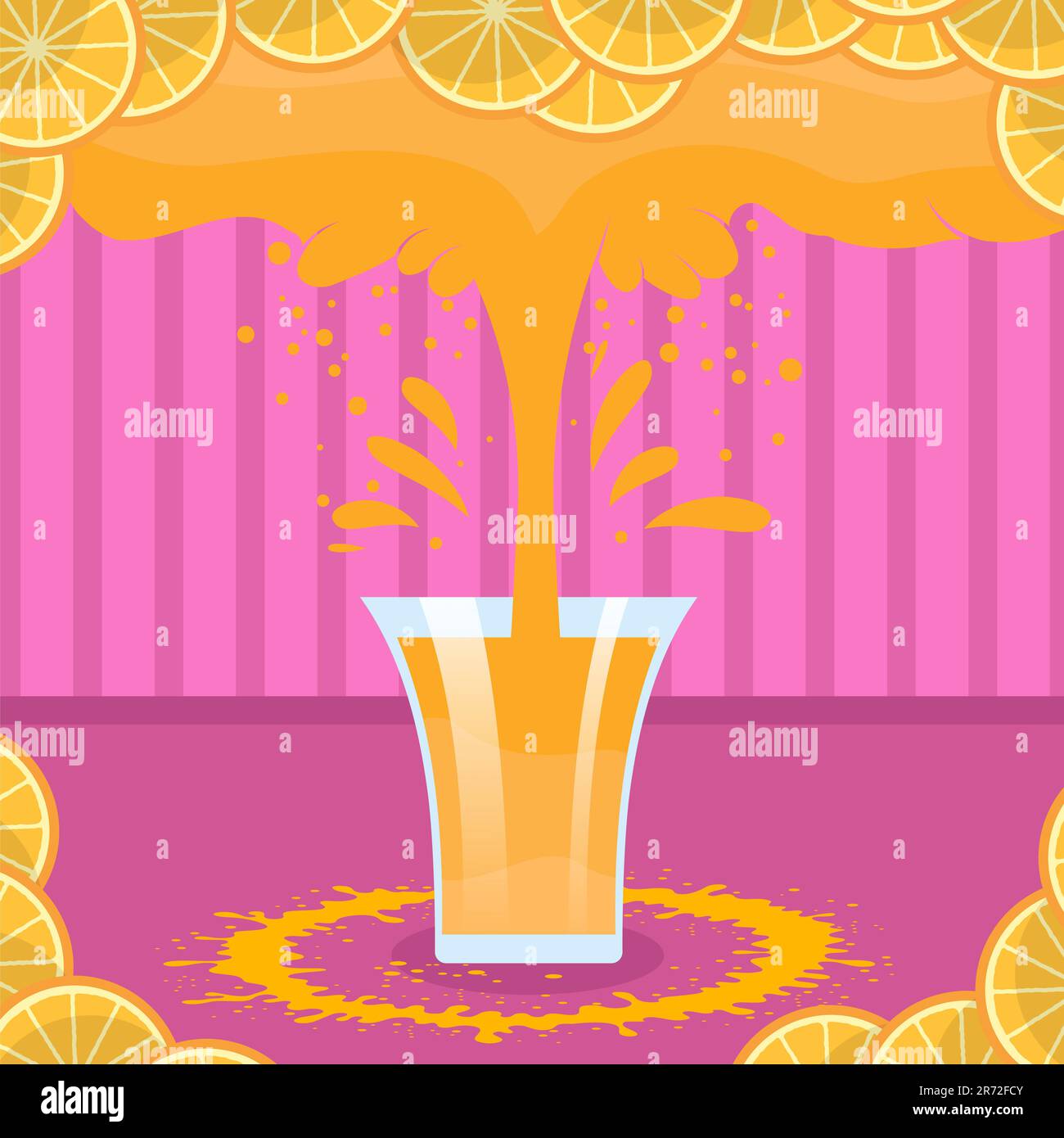 Fresh Orange Texture with Orange Splatter on Pink Background. Tropical ...