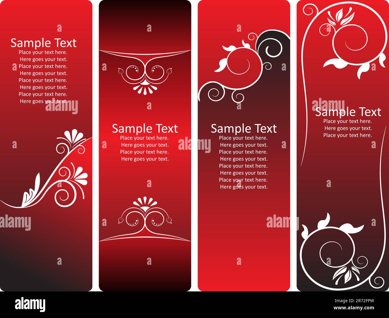 Vector set of red and white floral bizarre backgrounds Stock Vector ...