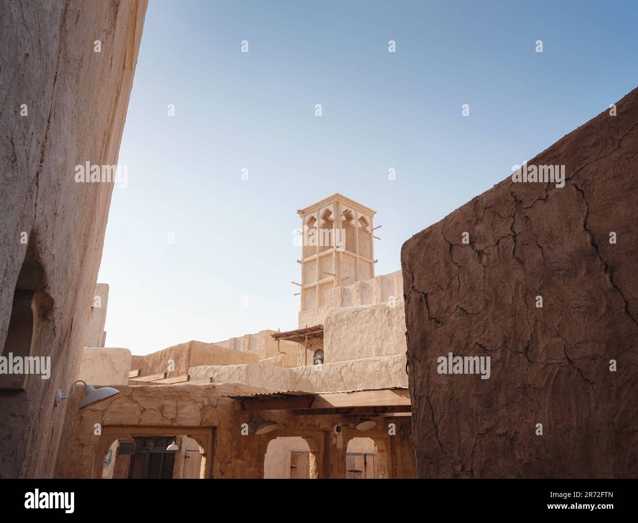 Al seef old historical district with traditional Arabic architecture ...