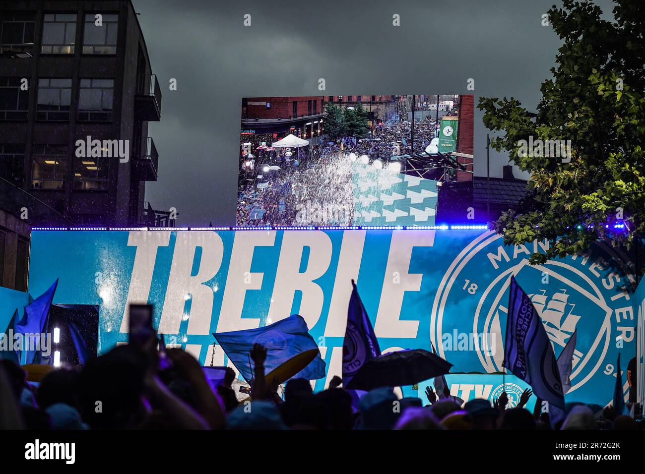 Manchester city's treble victory parade hi-res stock photography and ...