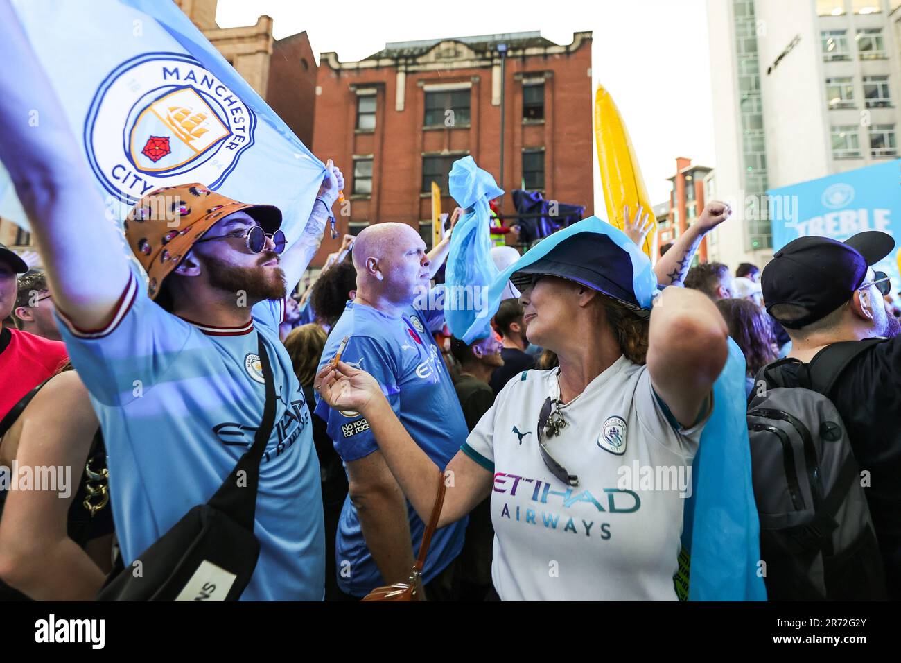 Fans during Manchester City's Treble victory parade at St Peter’s ...